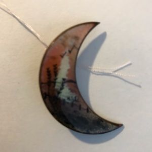 Jewelry | Vintage Handcrafted Enameled Crescent Moon Pin | Poshmark